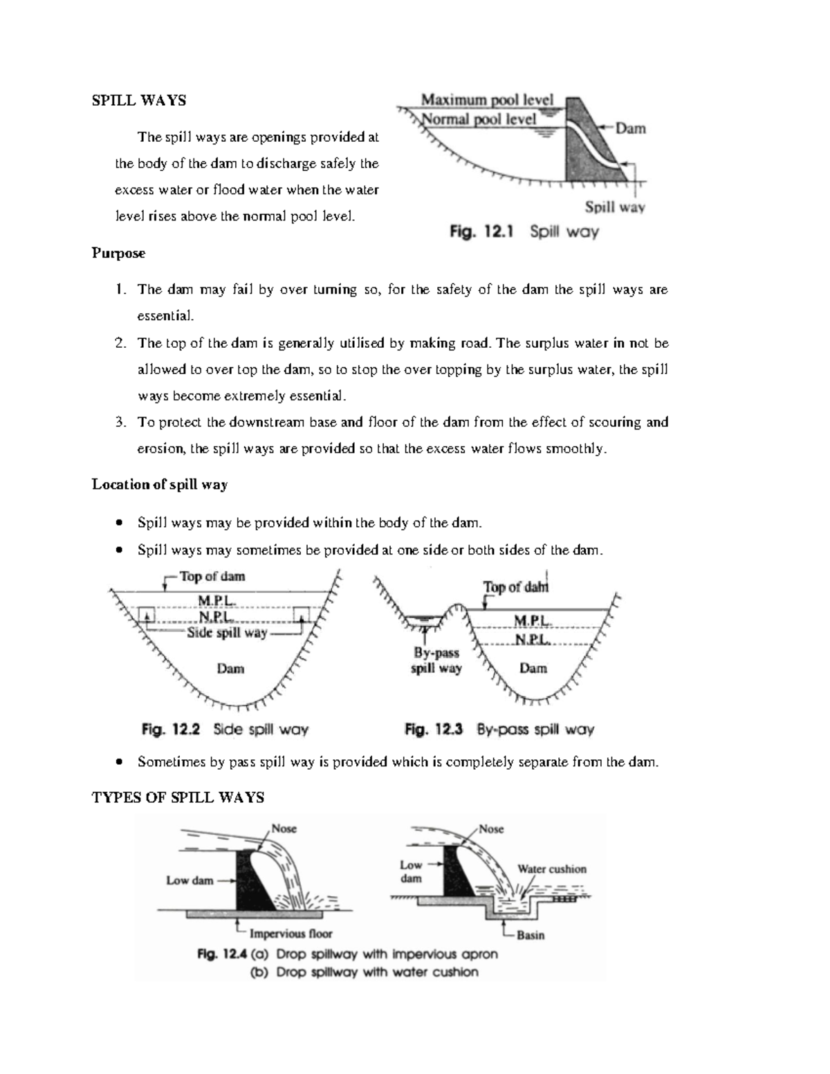 SP 101: Spillway Types and Energy Dissipation Explained - Studocu