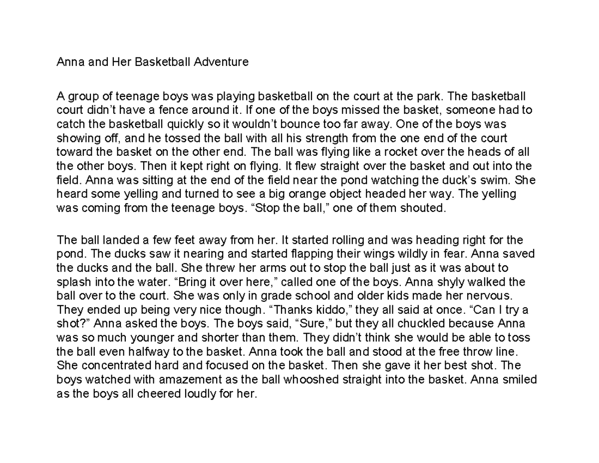 Anna and Her Basketball Adventure - The basketball court didn’t have a ...