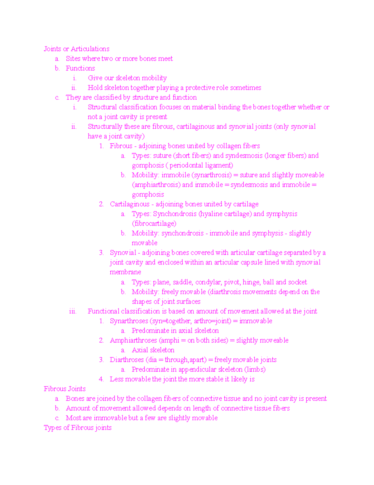 Chapter 8 Notes: Joints and Articulations in Human Anatomy - Studocu
