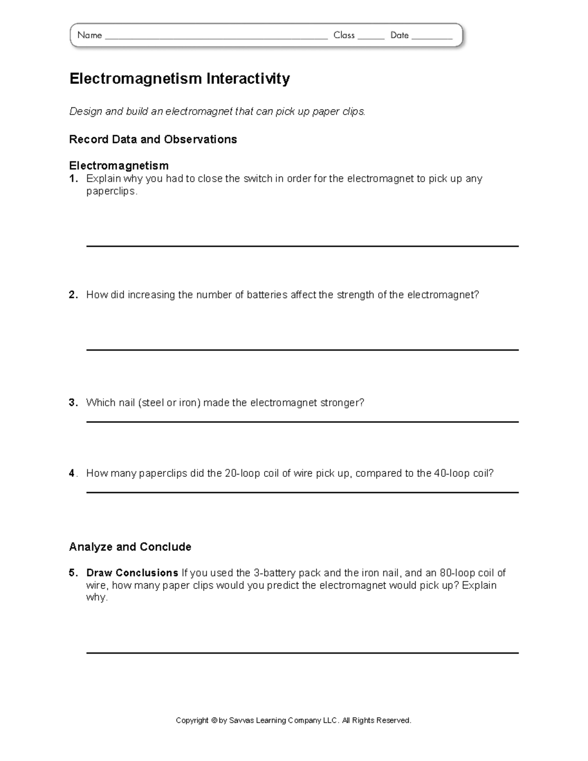 Electromagnetism 1 Worksheet 6: Design, Data & Observations - Studocu