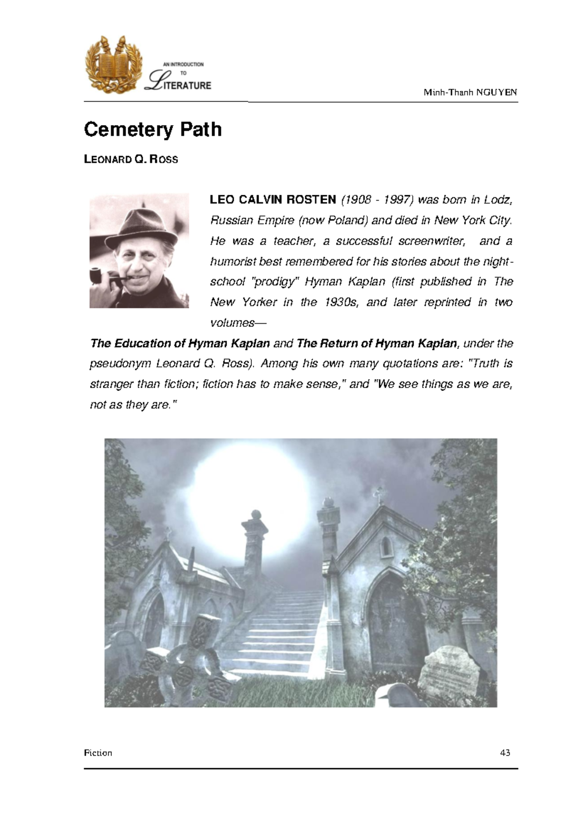 Short Story Analysis: NGUYEN's "Cemetery Path" and Other Tales - Studocu