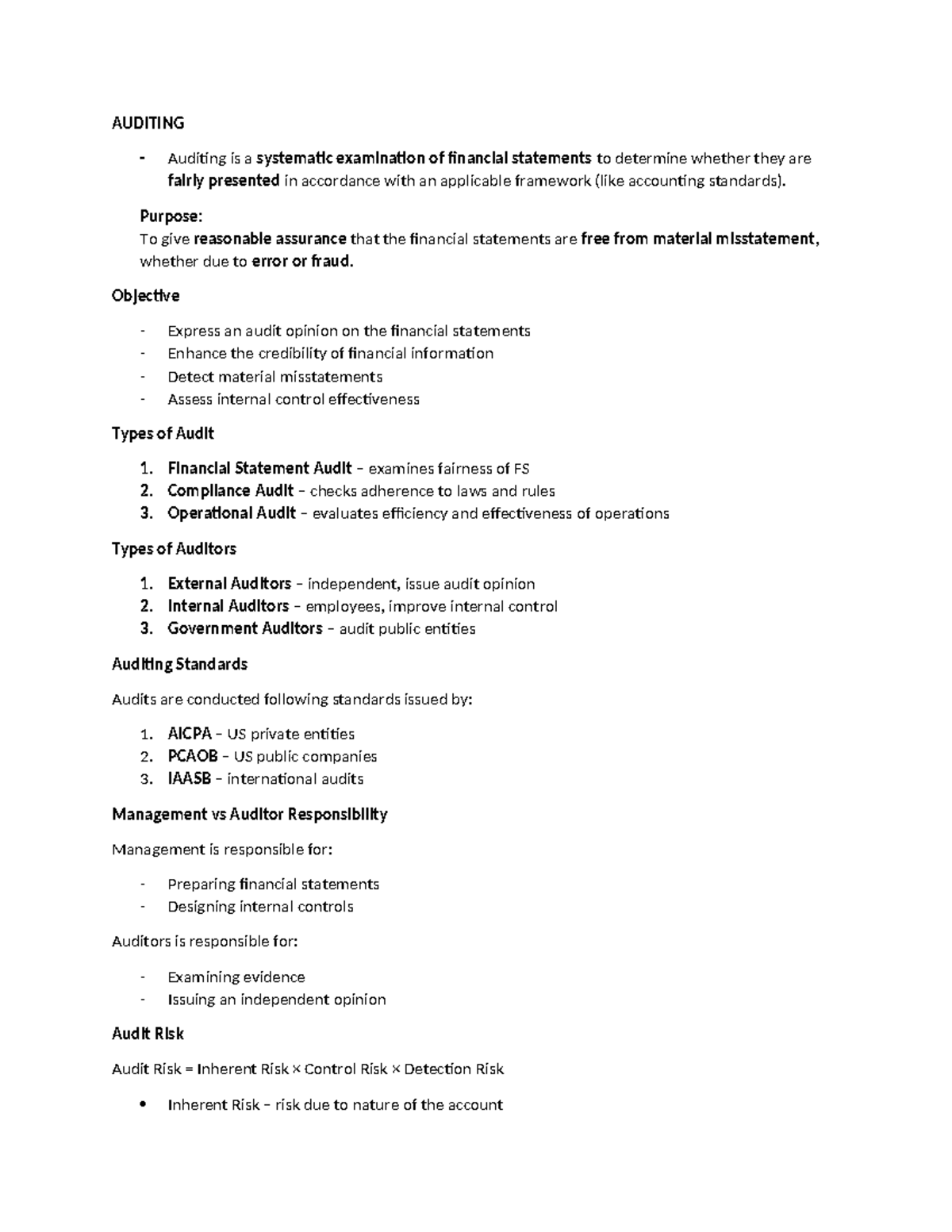 AUDITING: Comprehensive Overview of Financial Statement Examination ...