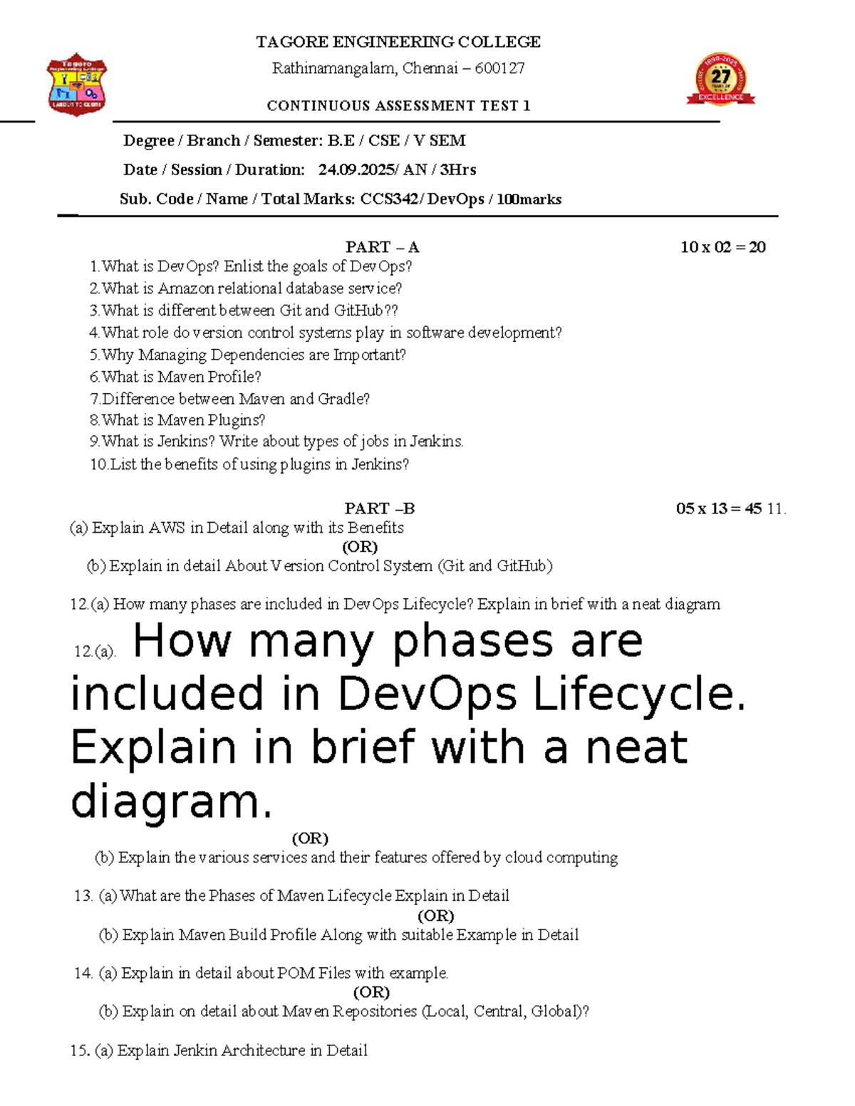 CA1 DevOps Question Paper (CCS342) - B.E CSE V SEM - Studocu