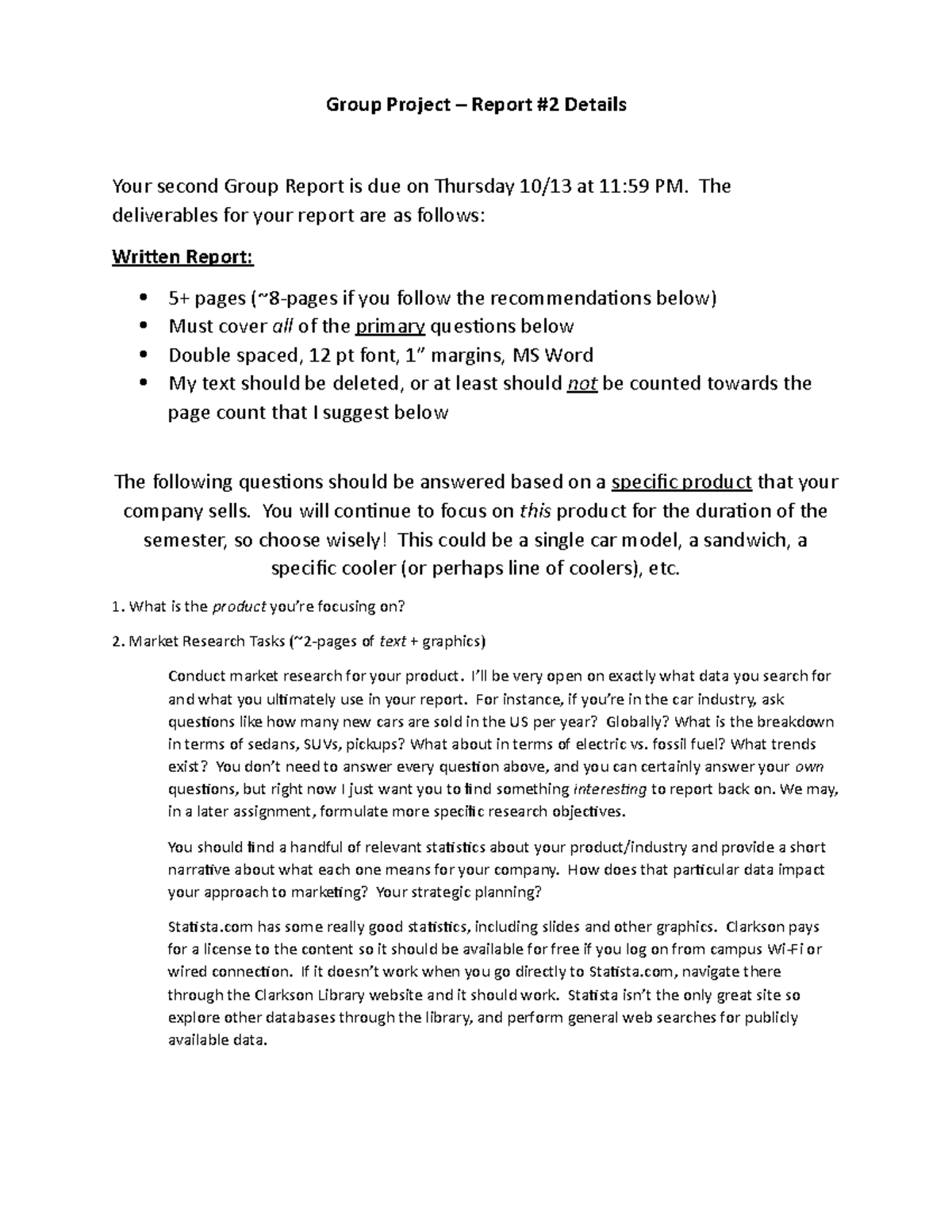 Group Project - Report #2 Details - Group Project – Report #2 Details ...