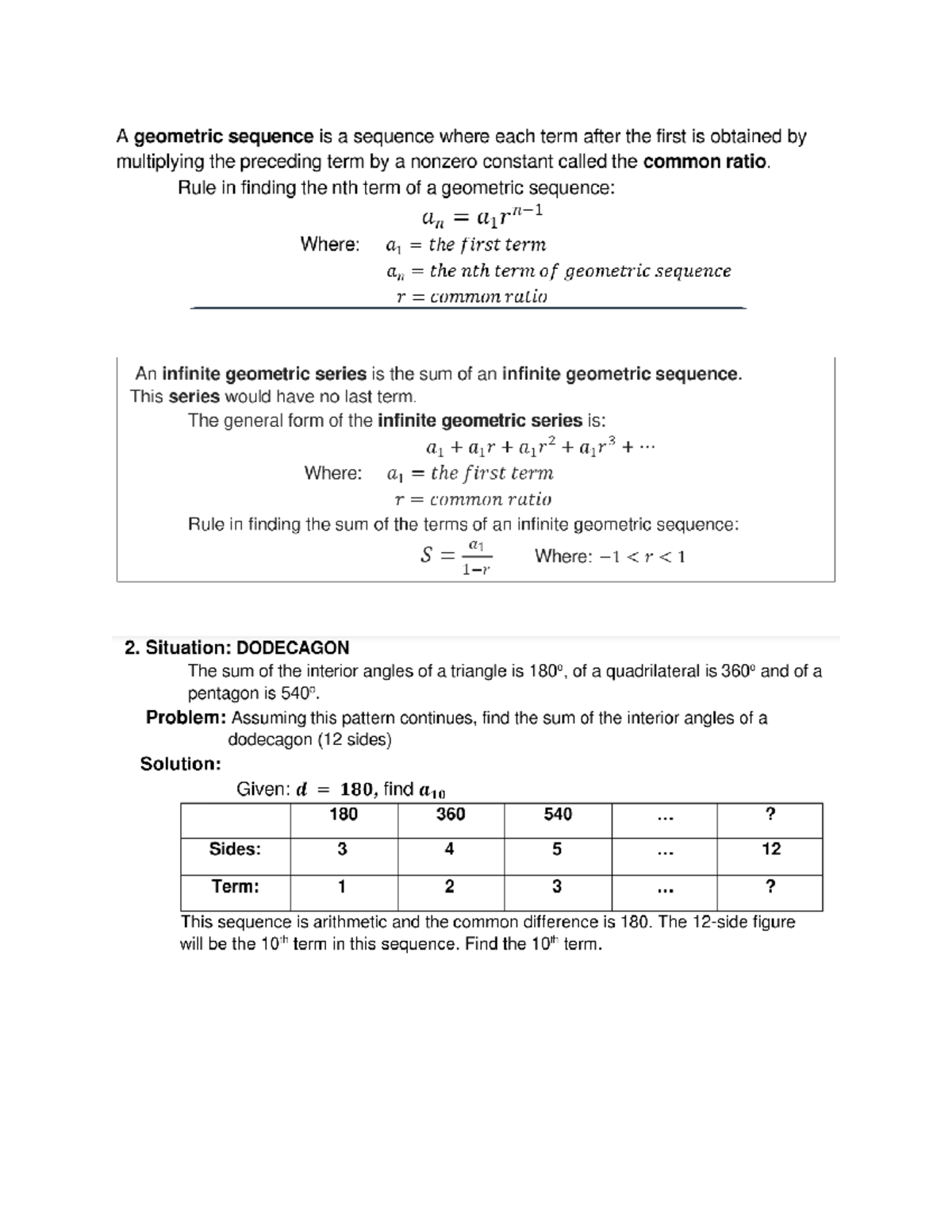 Grade 10 Math Problems & Solutions: Geometric Sequences and More - Studocu