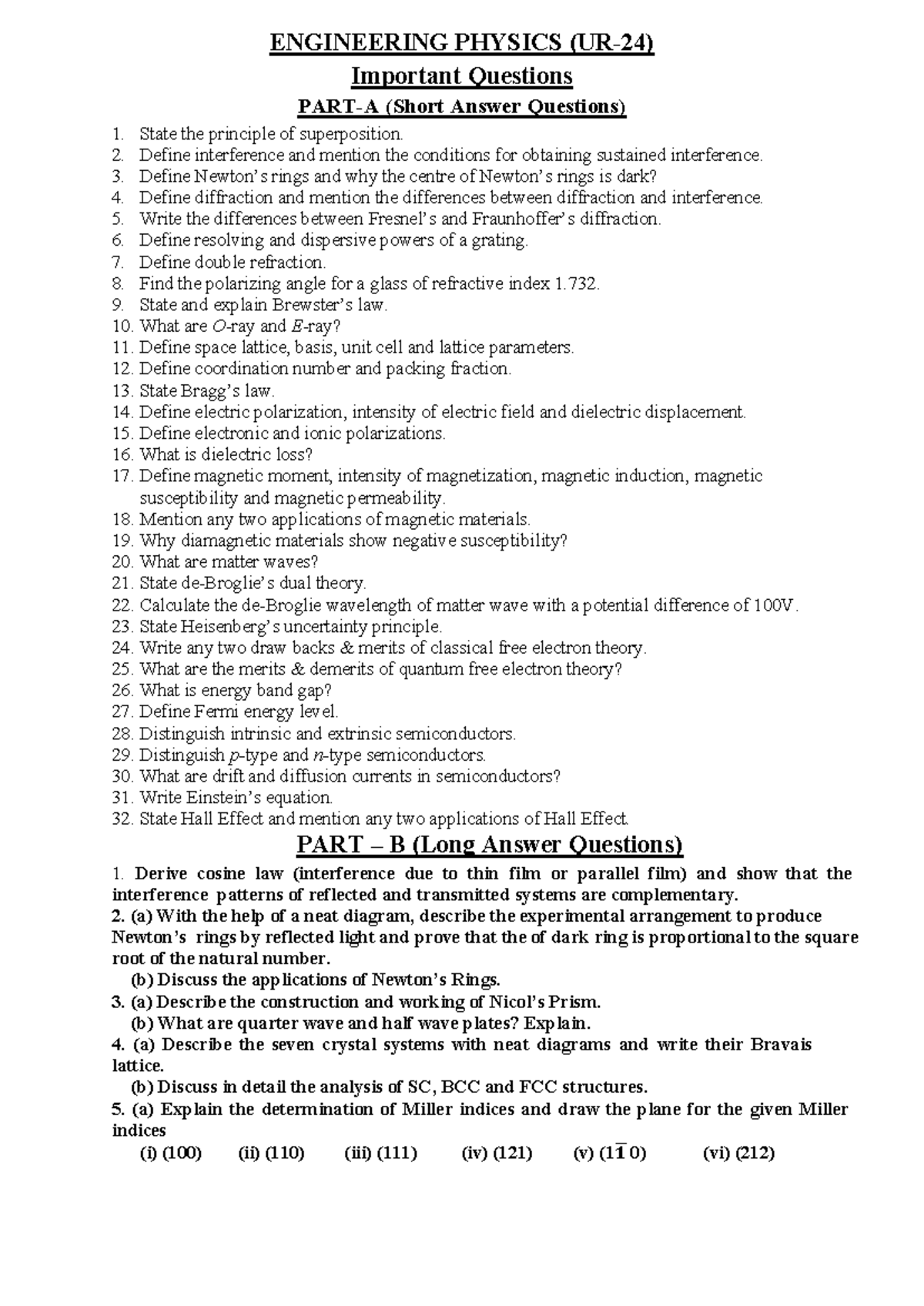 Engineering Physics (EPH 301) Sem End Important Questions - Studocu