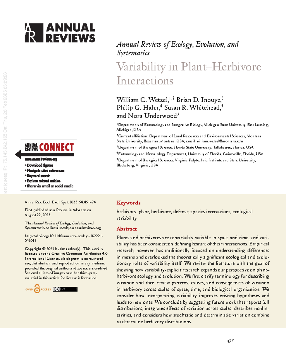 Variability in Plant–Herbivore Interactions: Insights and Future ...