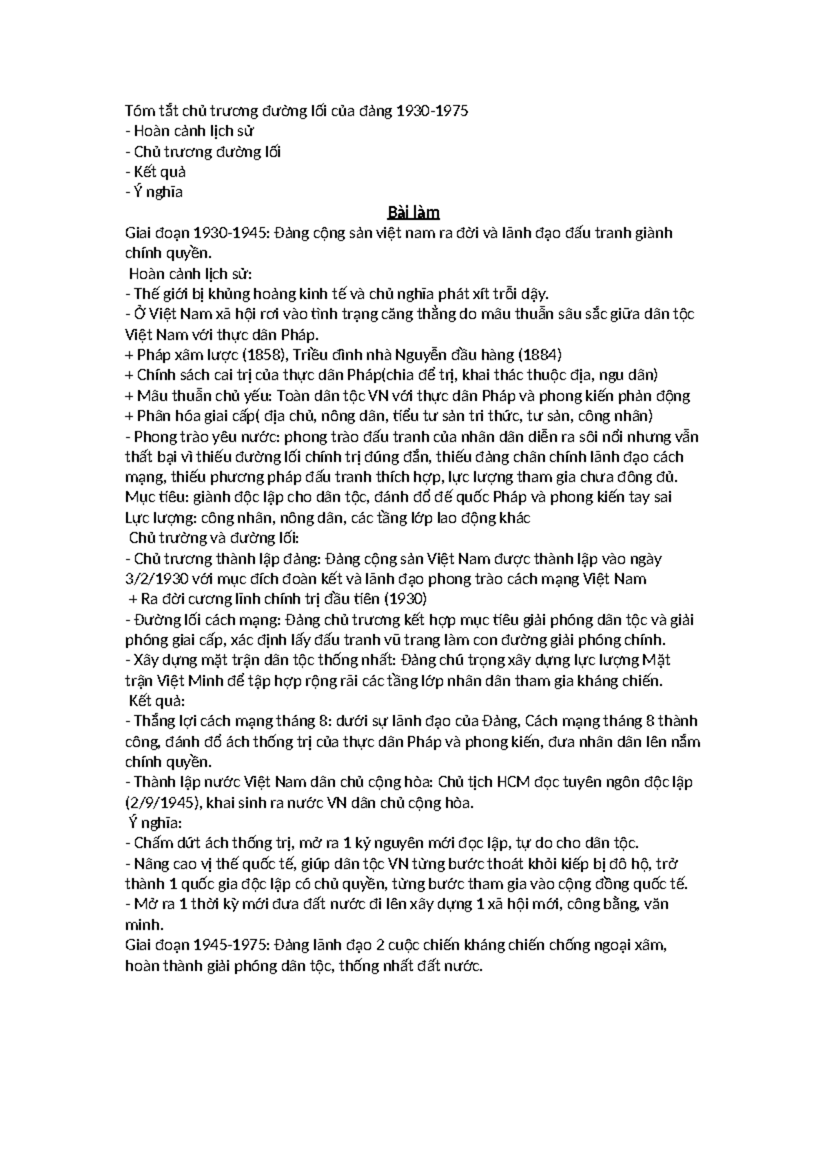 Tóm tắt chủ trương đường lối của Đảng Cộng sản Việt Nam (1930-1975 ...