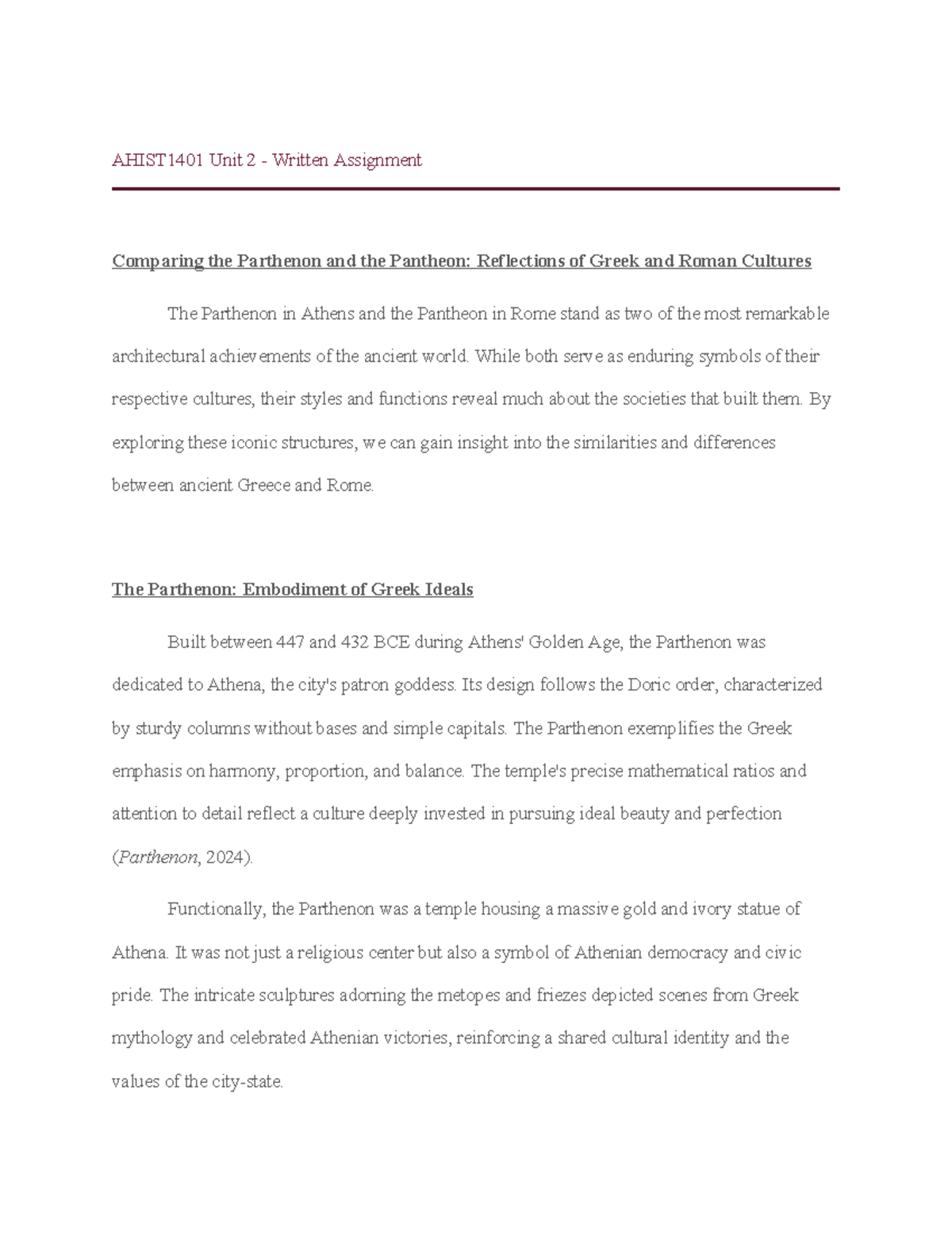AHIST 1401 Unit 2 Written Assignment - AHIST1401 Unit 2 - Written ...
