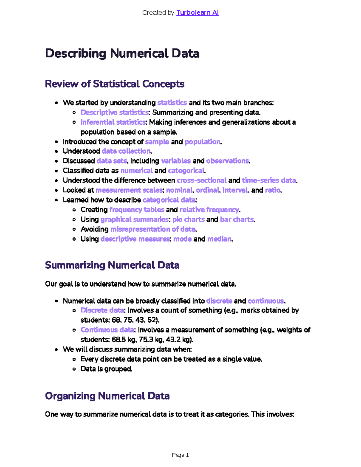 Lecture 3.1 - Describing Numerical Data: Frequency Tables & Graphs - Studocu