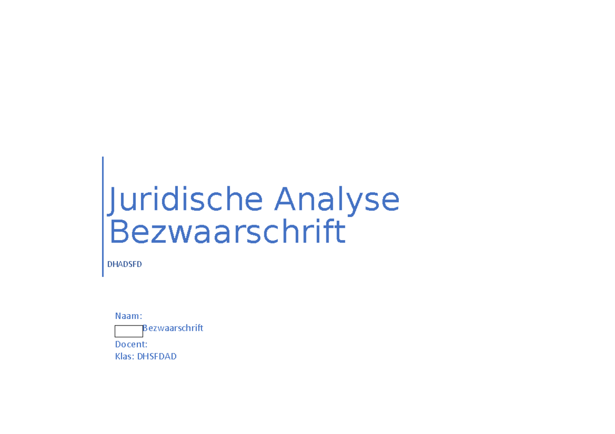 Format Juridische Analyse Adsfs 2 def 2021 - bezwaarschrift inkomen ...