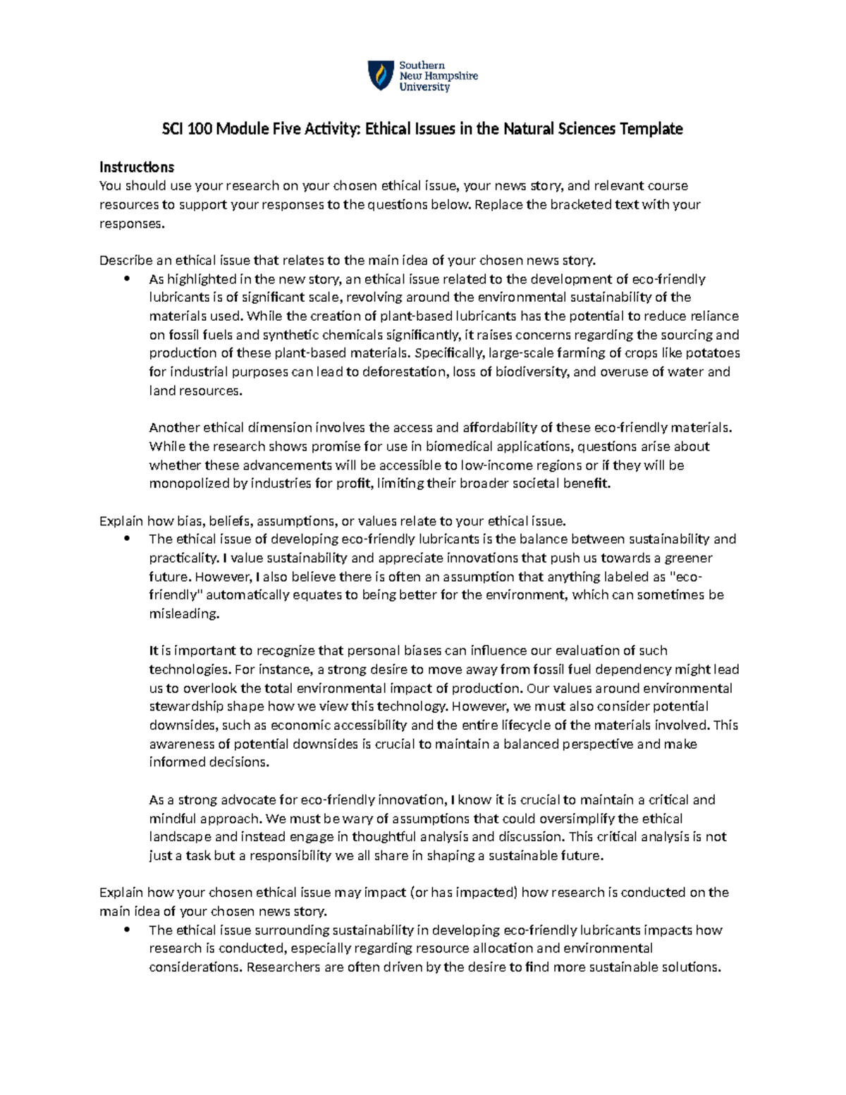 SCI 100 Module Five Activity Template - SCI 100 Module Five Activity ...