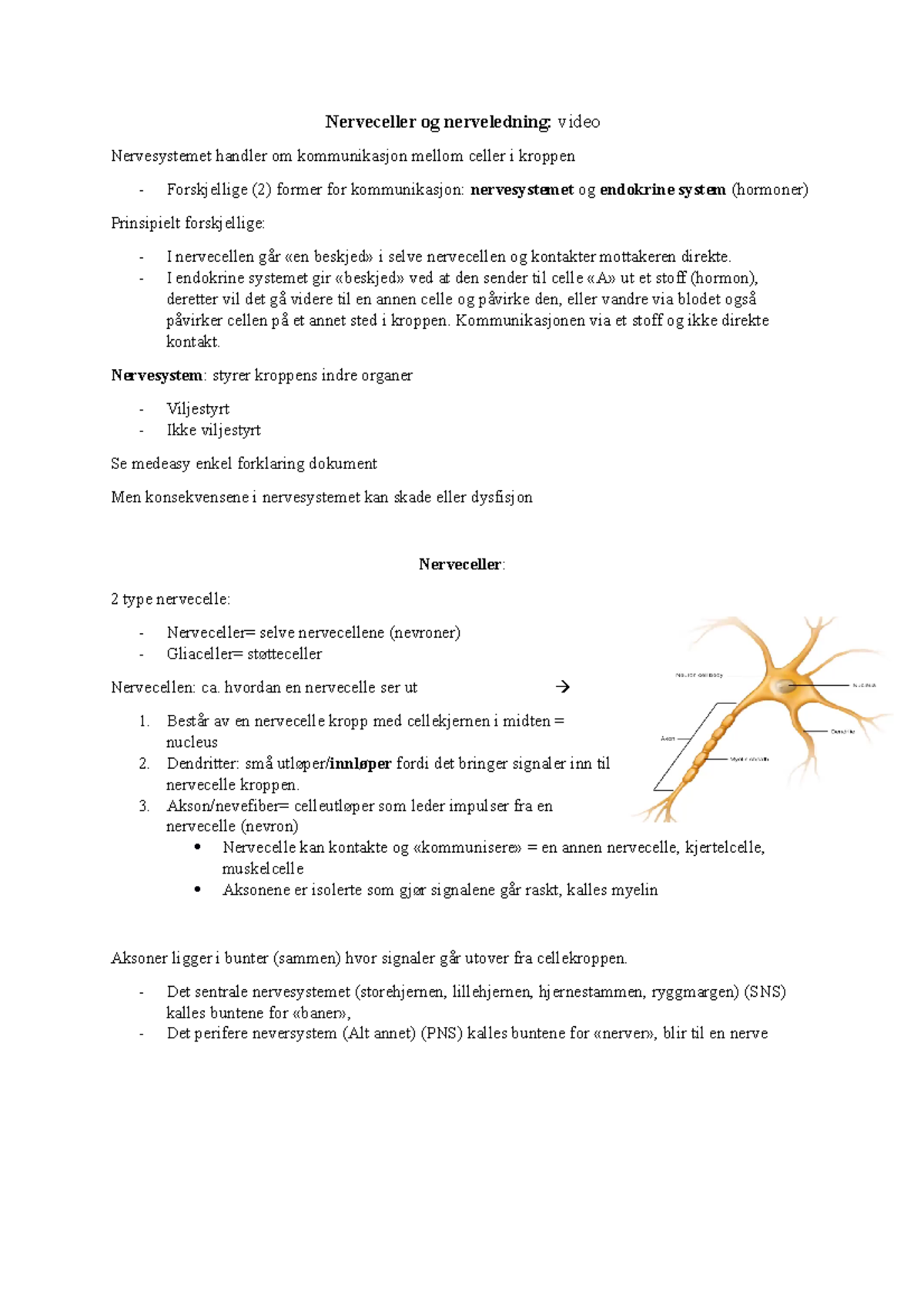 Nerv Cell Communication and Conduction: Overview for BIOL101 - Studocu
