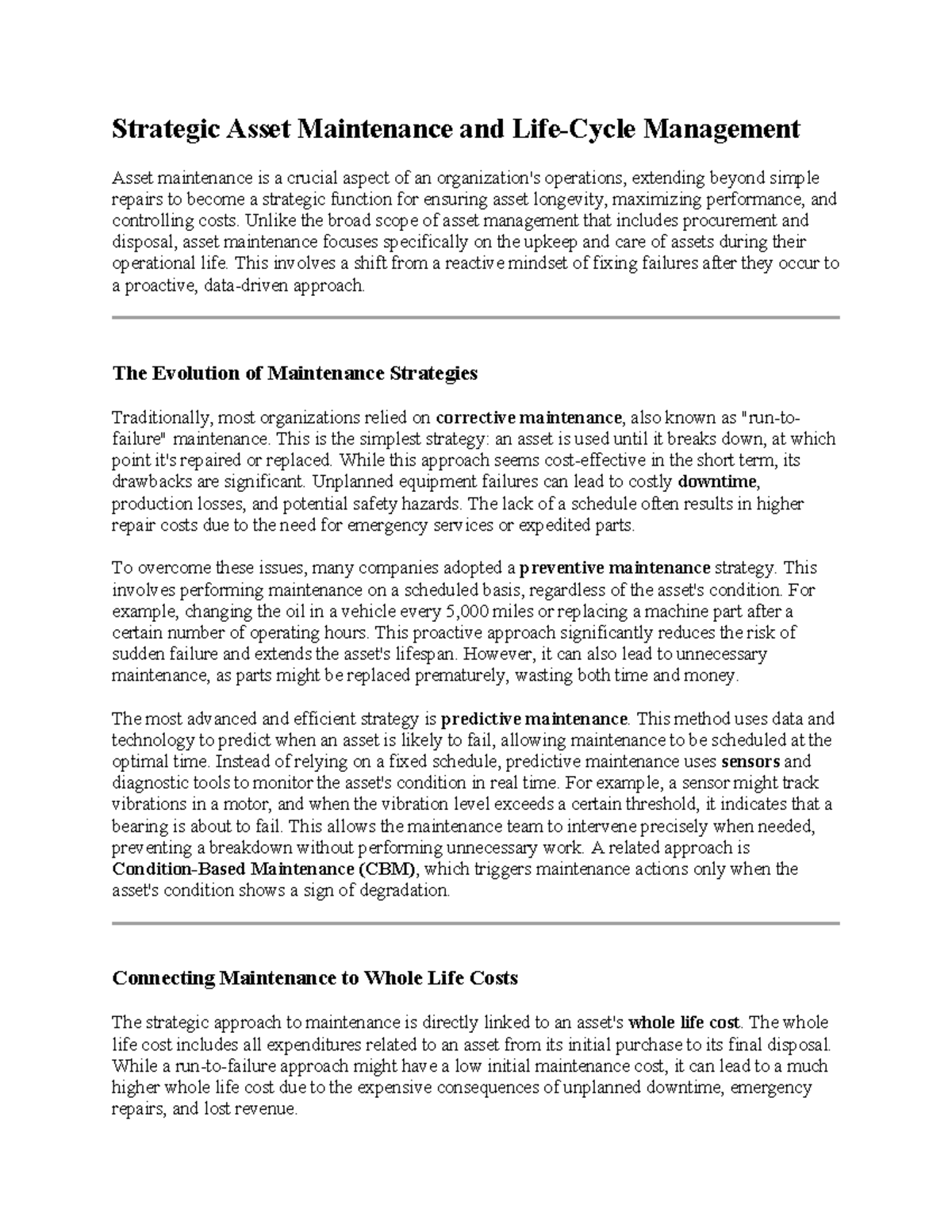 Strategic Asset Maintenance & Management: A Comprehensive Overview ...
