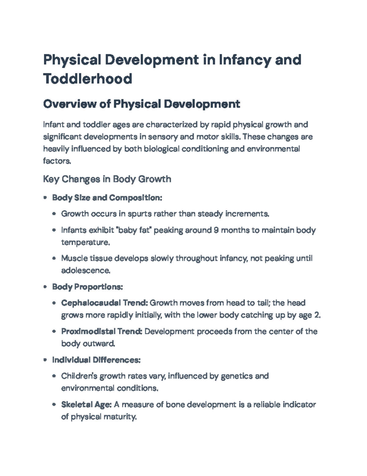 Physical Development in Infancy and Toddlerhood: Key Growth Milestones ...
