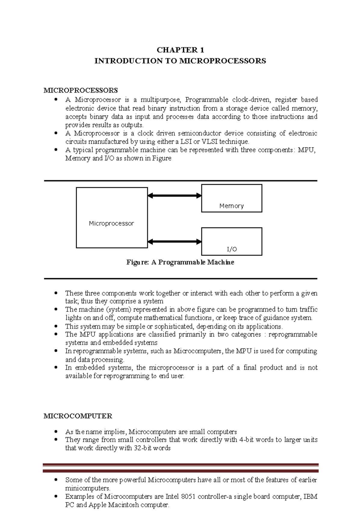 Microprocessor Notes - Chapter 1: Introduction to Microprocessors - Studocu