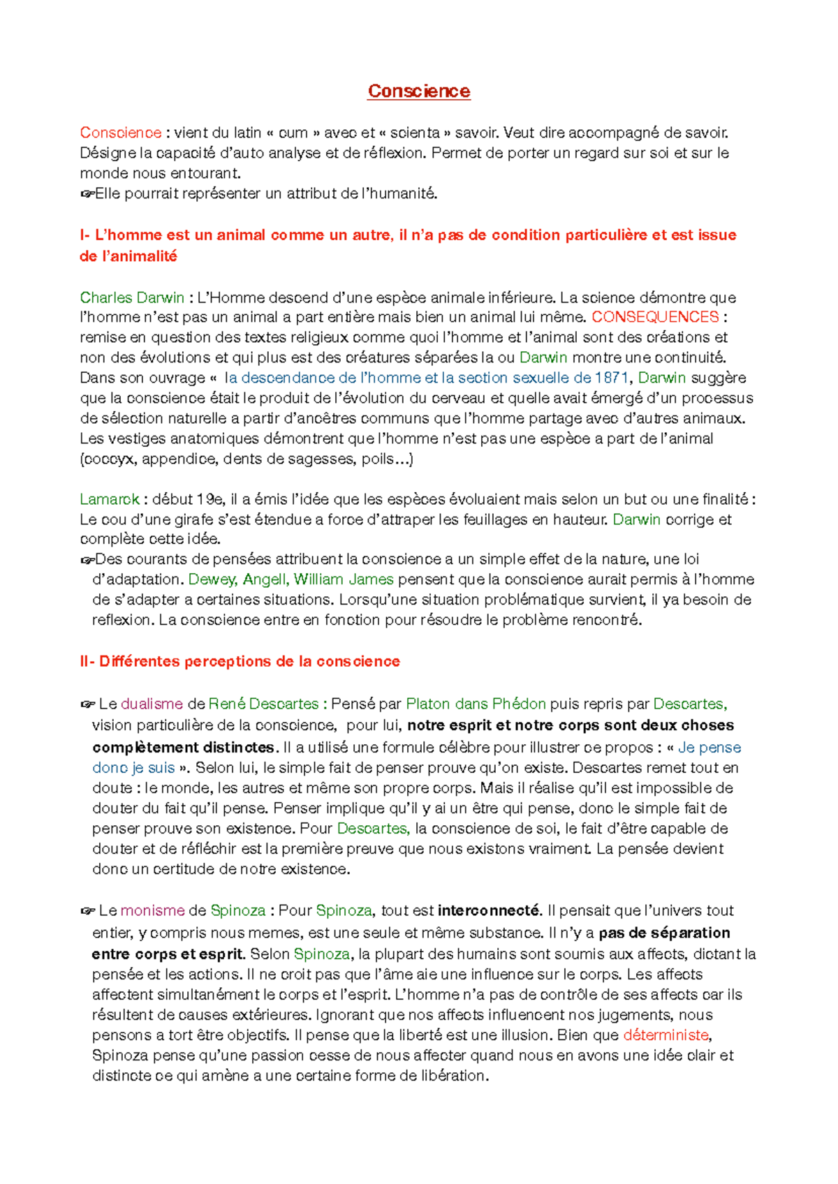 Conscience et Inconscient : Analyse des Théories Philosophiques - Studocu