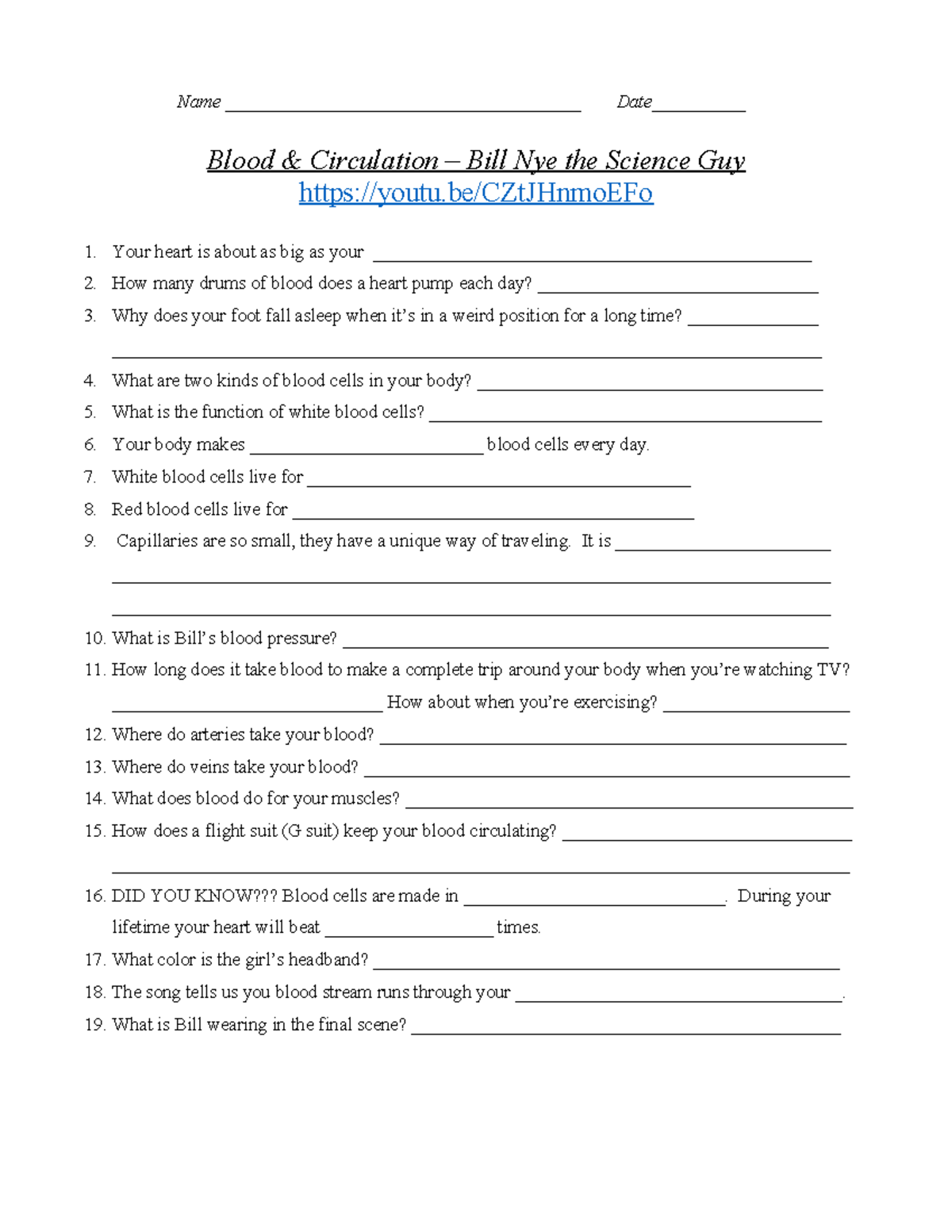 Bill Nye Circulation - yuh and a yea - Name ...