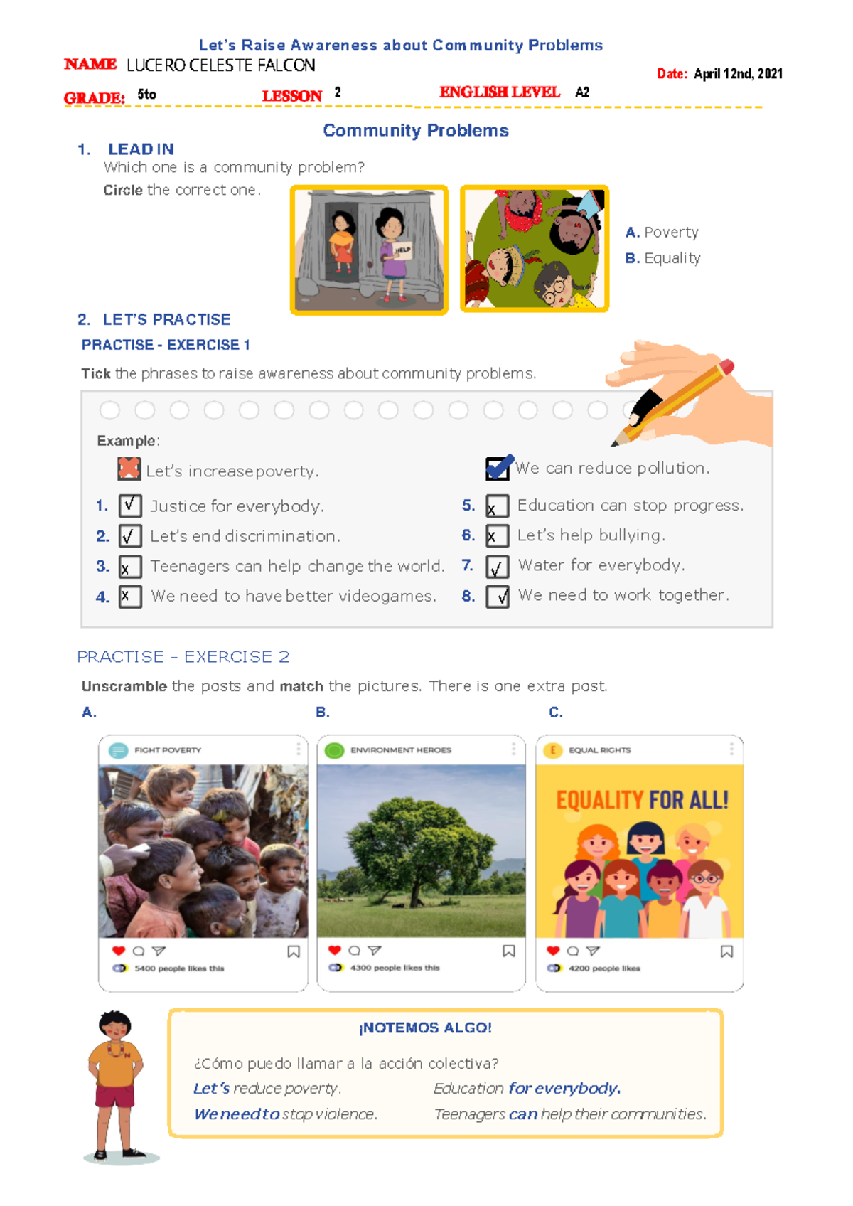 5to Activity 2 Lucero - Tarea de ingles quinta semana actividad numero 2 aprendo en casa - Let’s ...