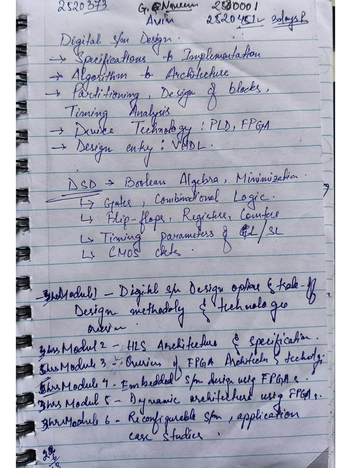 FPGA Rough Notes: Digital Design Specs, Algorithms & Architecture - Studocu