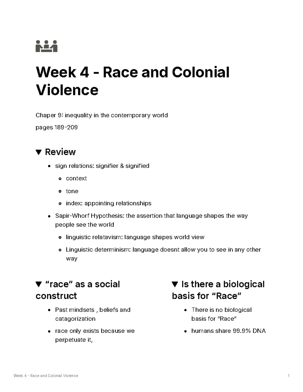 Week 4: Race and Colonial Violence - Analyzing Contemporary Inequities ...