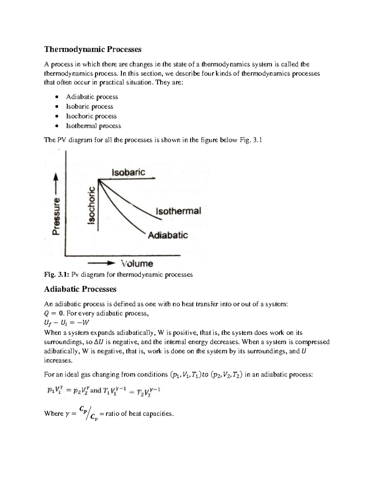Thermodynamic Processes: Adiabatic, Isobaric, Isochoric, Isothermal - Studocu