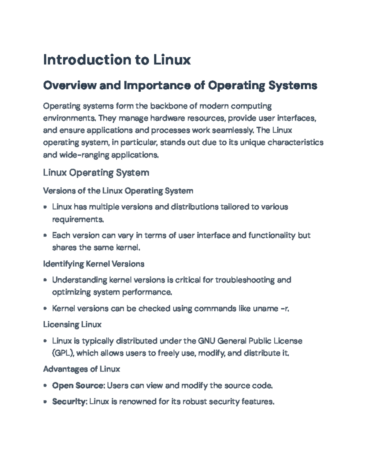 Linux OS Overview: Significance, Versions, and Applications - Studocu