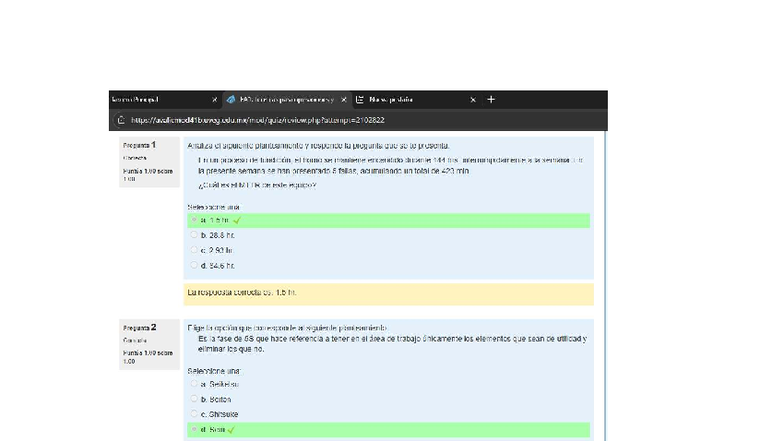 EA1 Técnicas para Operaciones y Calidad: Preguntas y Respuestas - Studocu