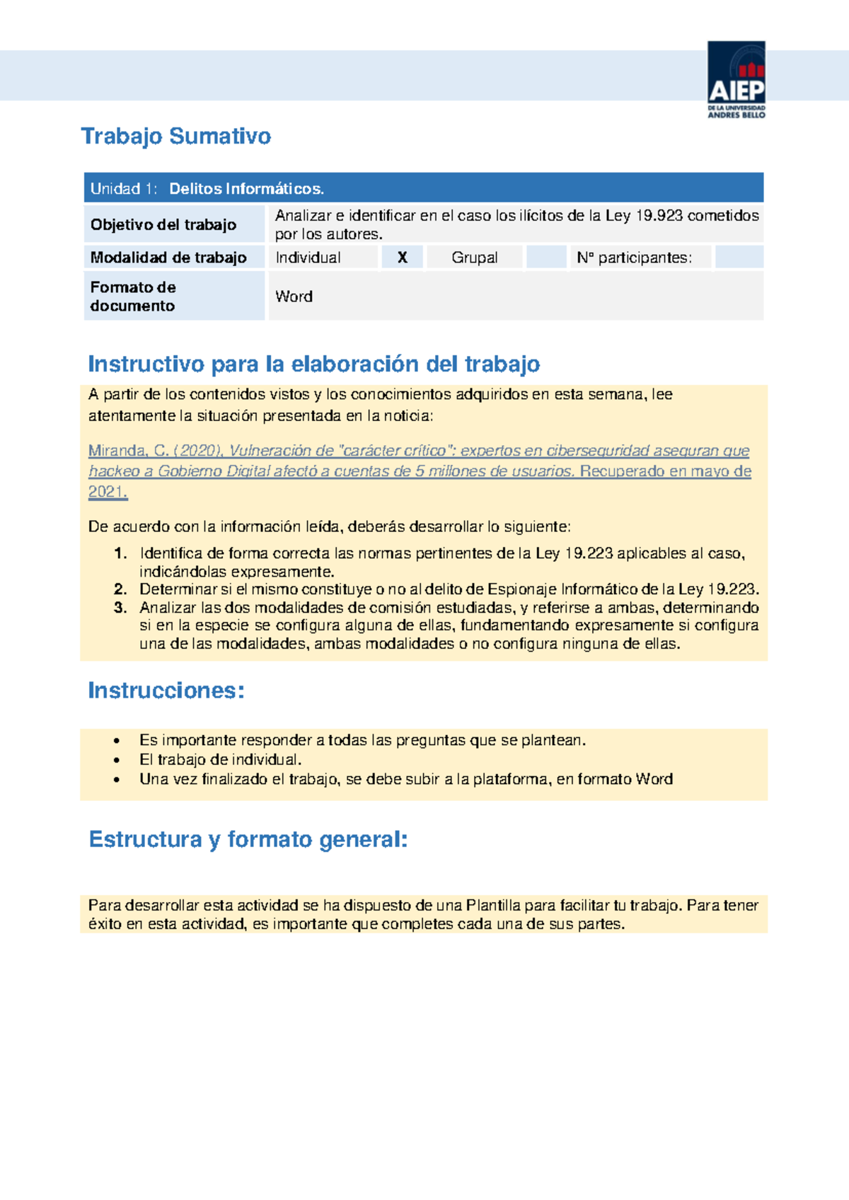 Trabajo Sumativo Unidad 1: Análisis de Delitos Informáticos (VF SDC005) - Studocu