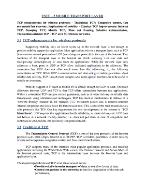 UNIT 2 - Introduction - Mobile IP: IP packet delivery, Agent discovery ...
