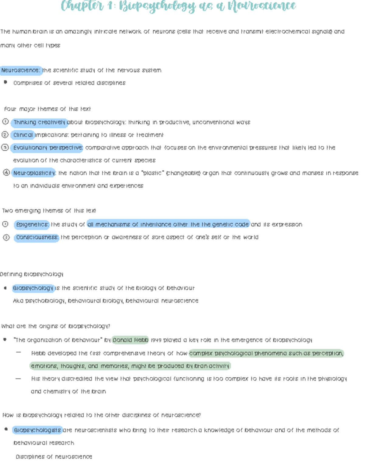 Chapter 1 & 2: Biopsychology and Neuroscience Overview - Studocu