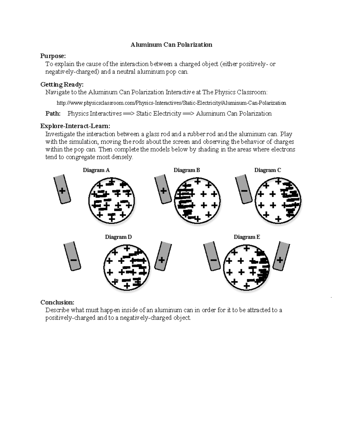 Physics Lab 1: Exploring Aluminum Can Polarization in Static ...