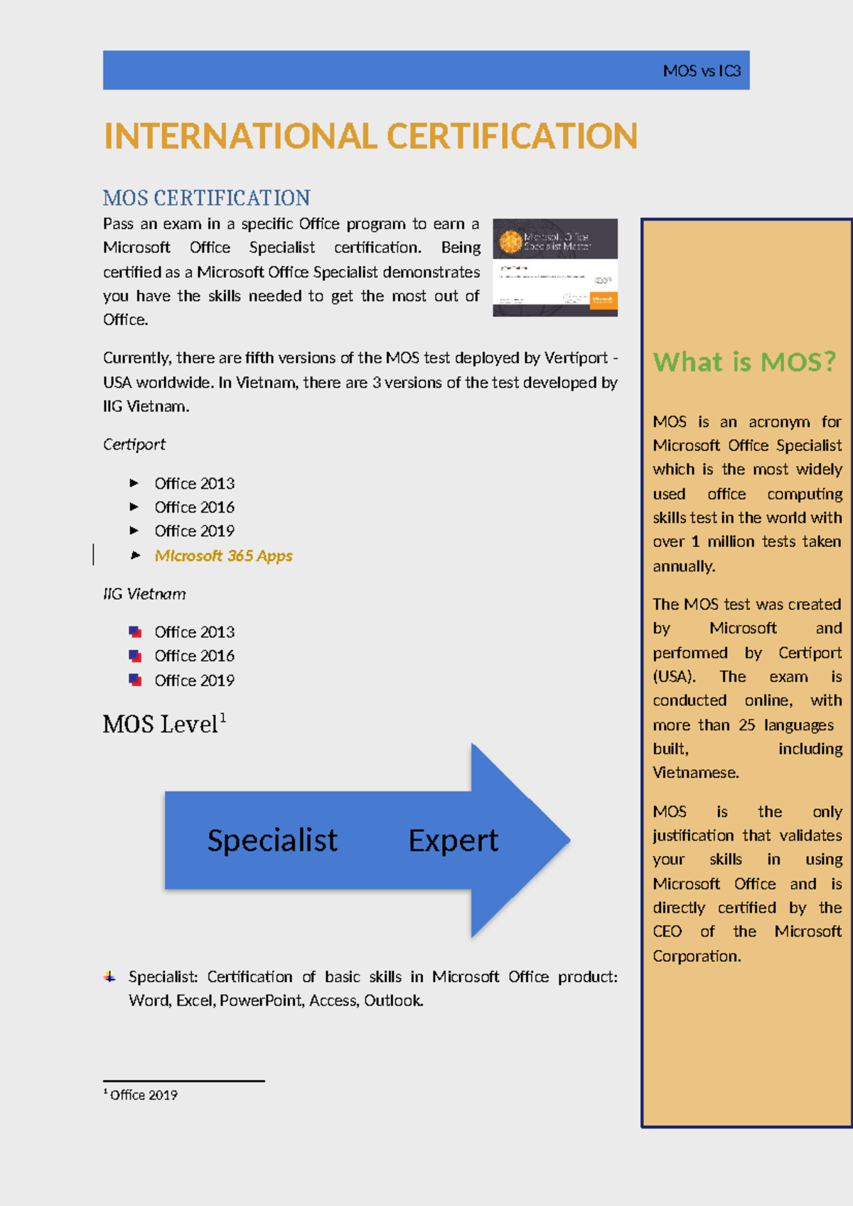MOS Word 2019 Exam - Skills Review and Certification Insights - Studocu