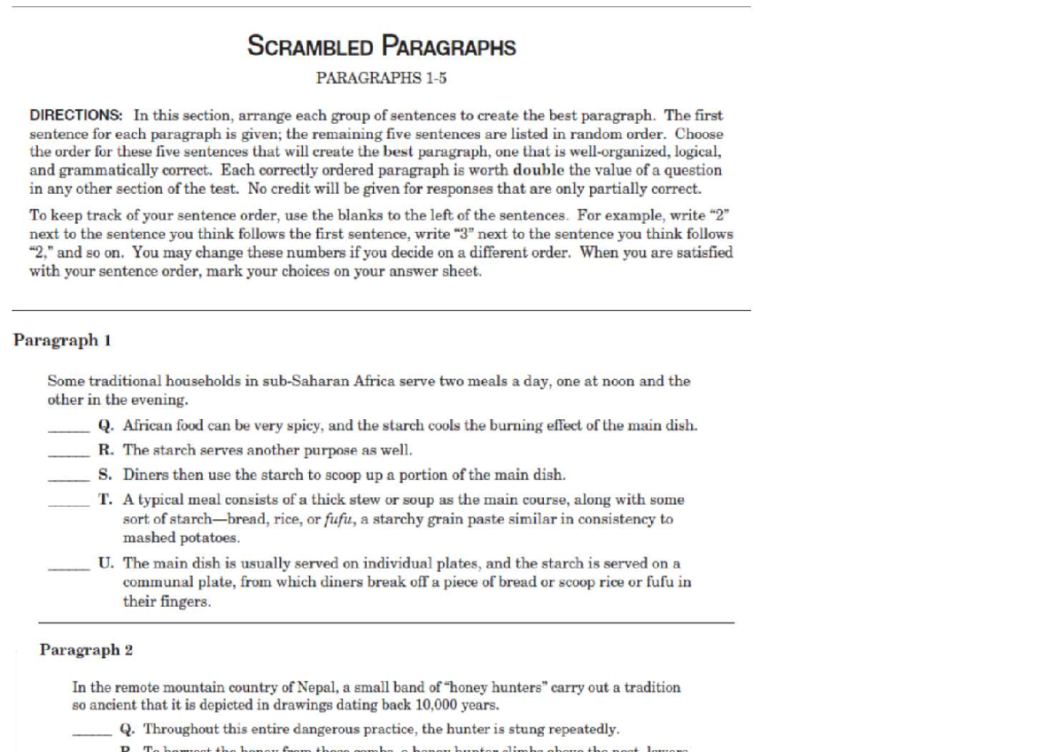 SHSAT SP 1 Jul21 14 11 55 - Scrambled Paragraphs Practice Notes - Studocu