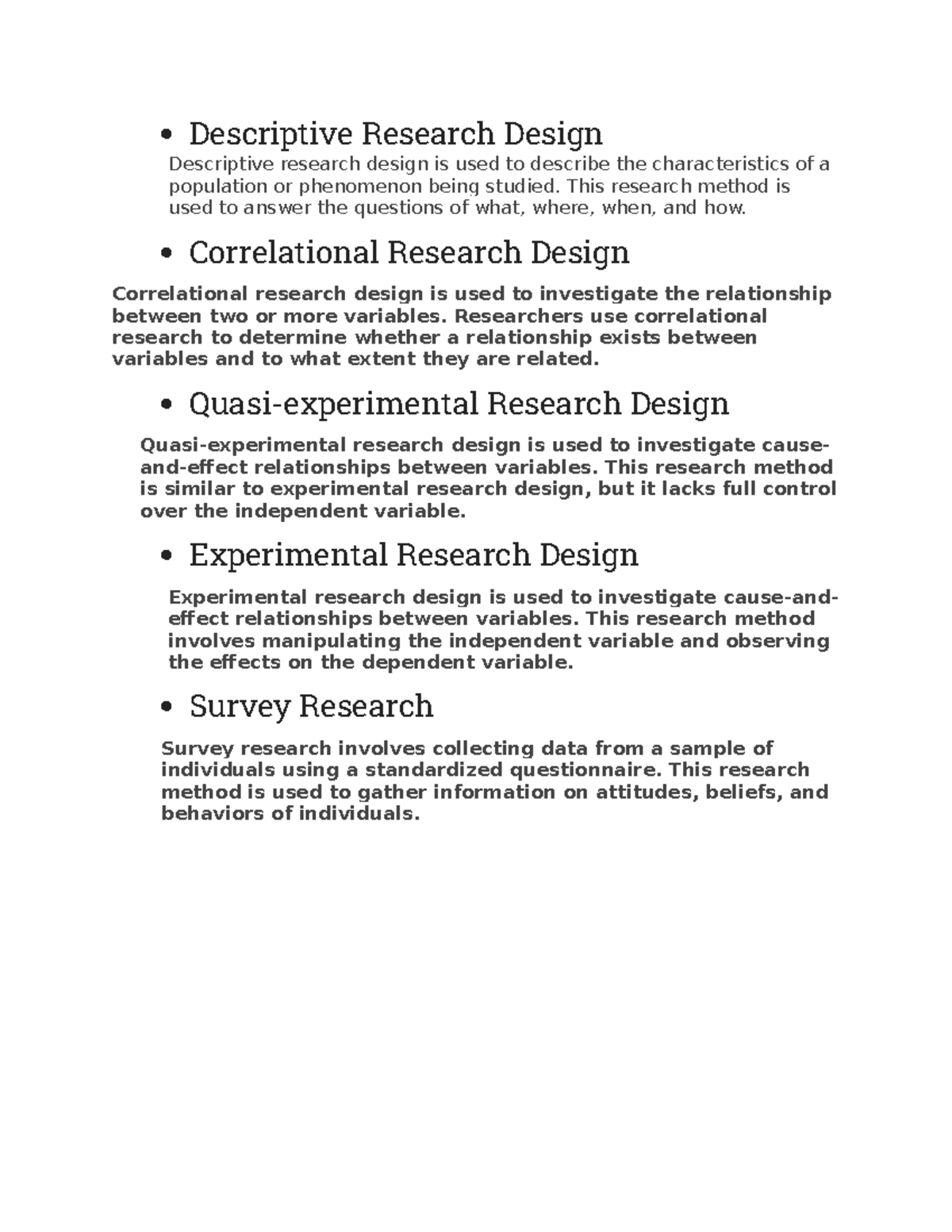 Research Design Overview: Descriptive & Correlational Methods - Studocu