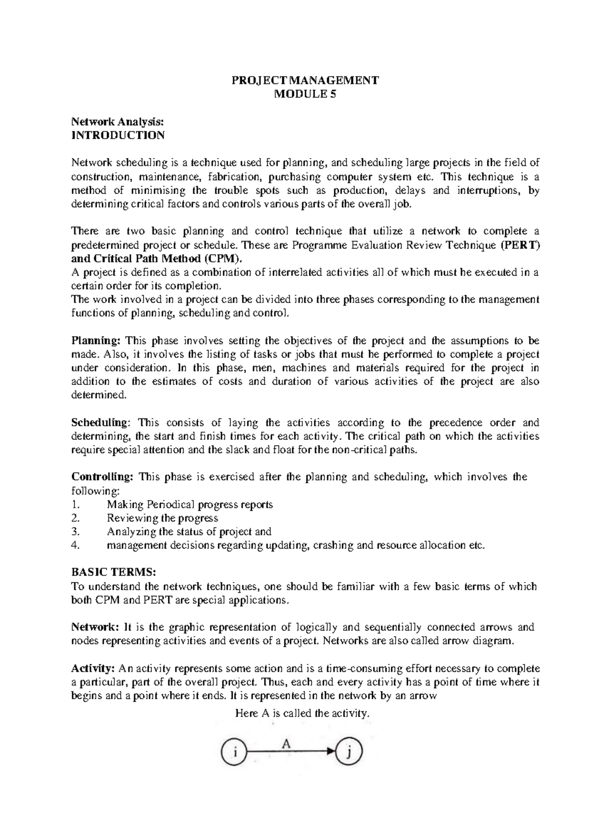 Project Management - Module 5 - Network Analysis: INTRODUCTION PROJECT MANAGEMENT MODULE 5 ...