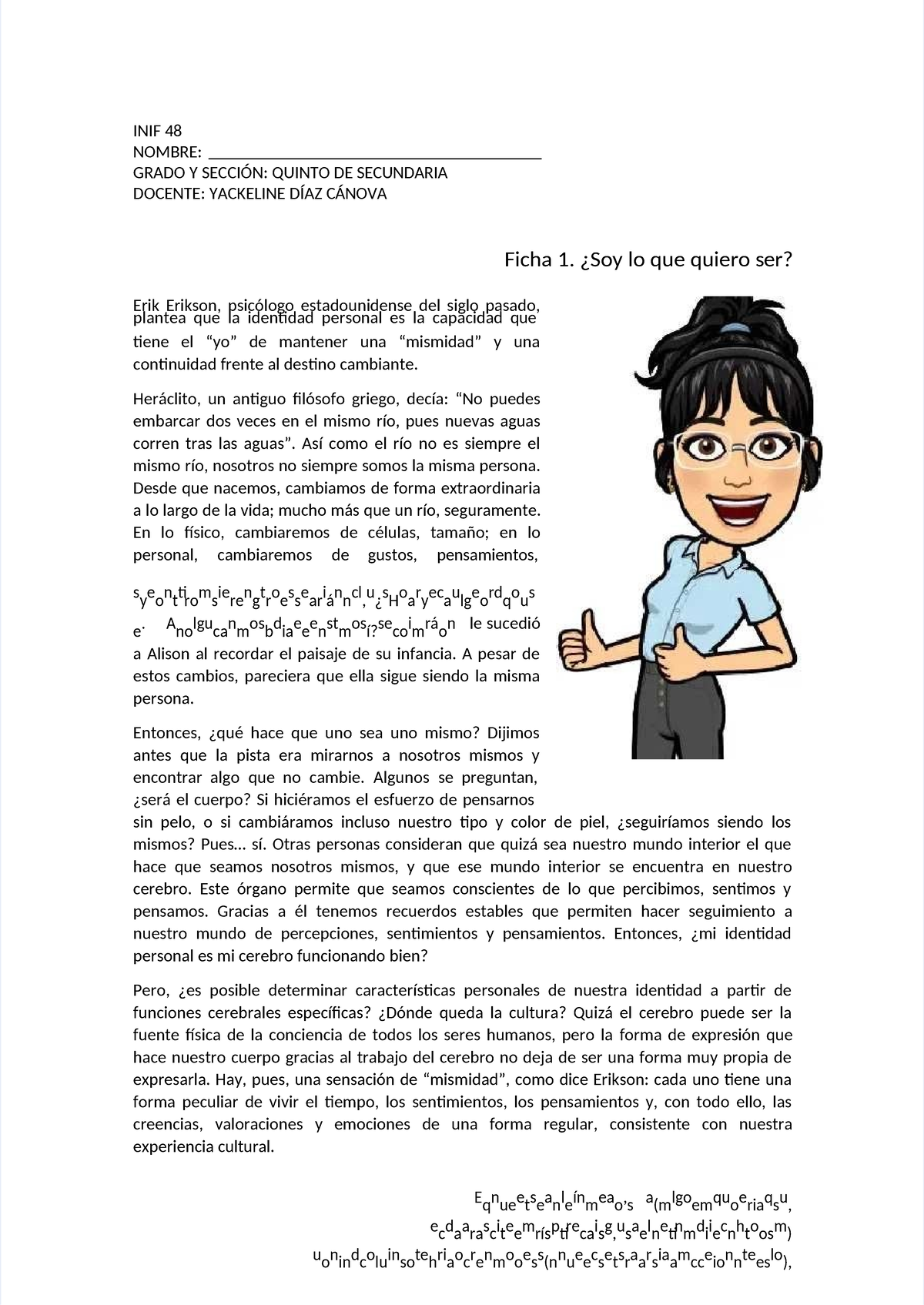 Ficha 1: Identidad y Cambios Personales - DPCC 5to Sec. - Studocu