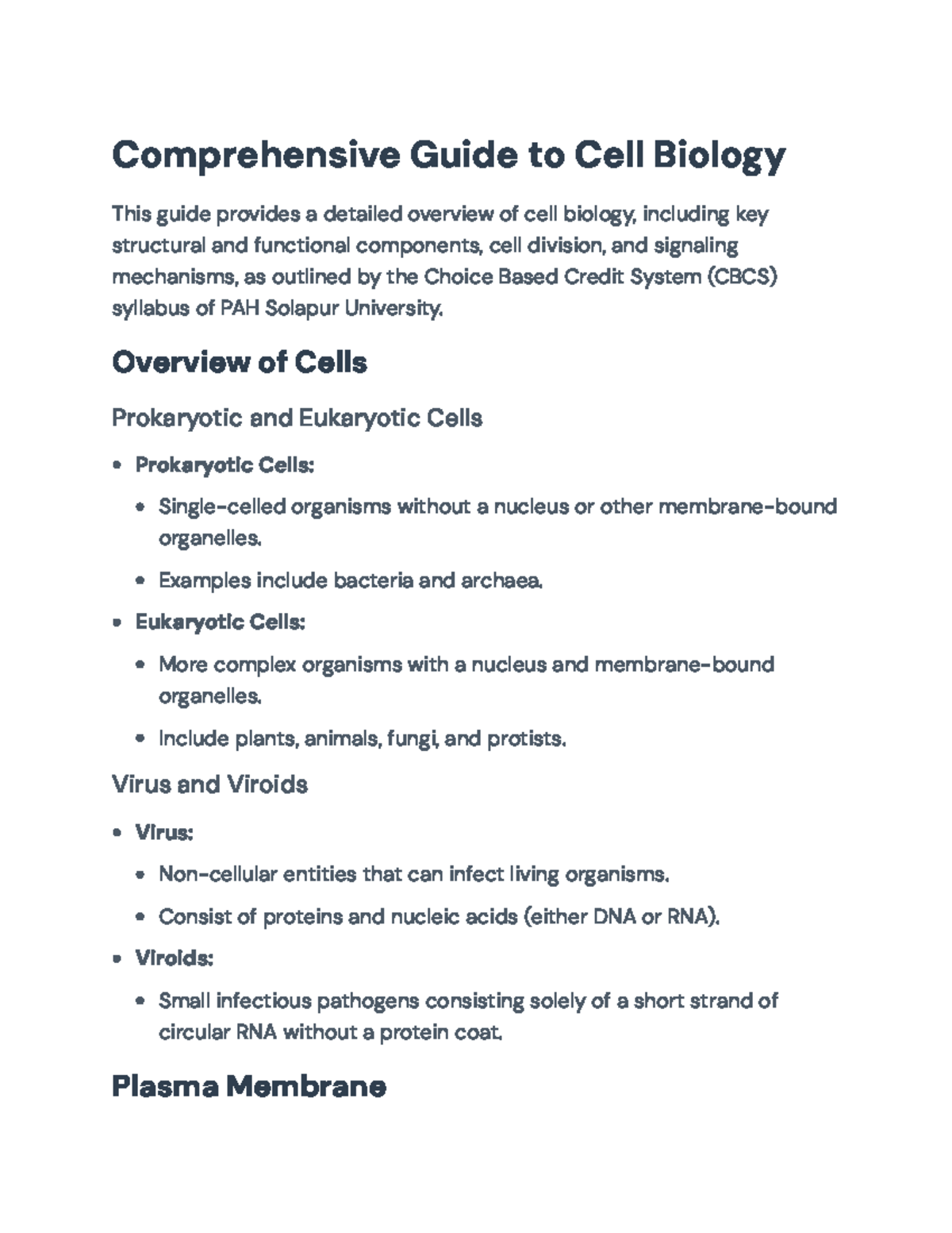 Comprehensive Cell Biology Guide for PAH Solapur University Syllabus ...