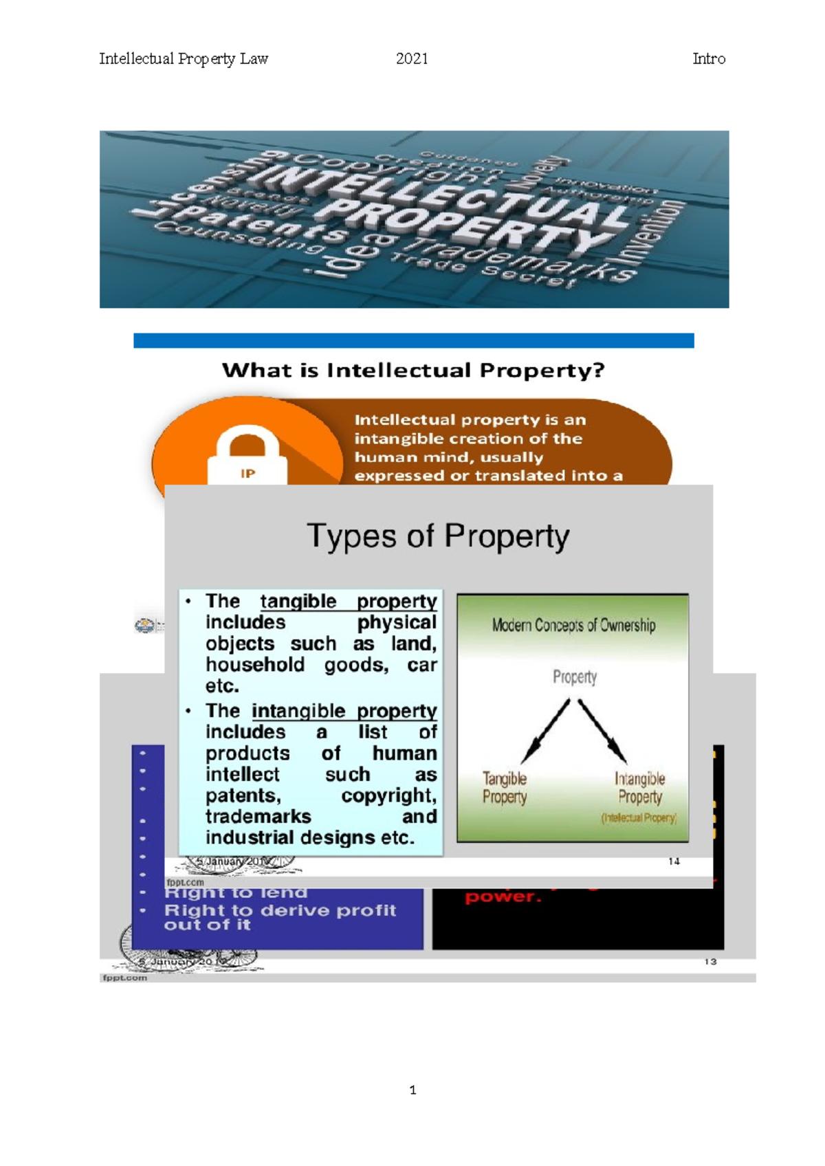 INTRODUCTION TO IP - Intellectual Property Refers to creations of the ...