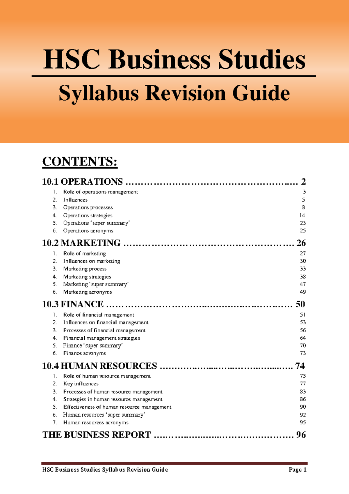 HSC Business Studies Revision: Human Resources (10.4) Notes - Studocu