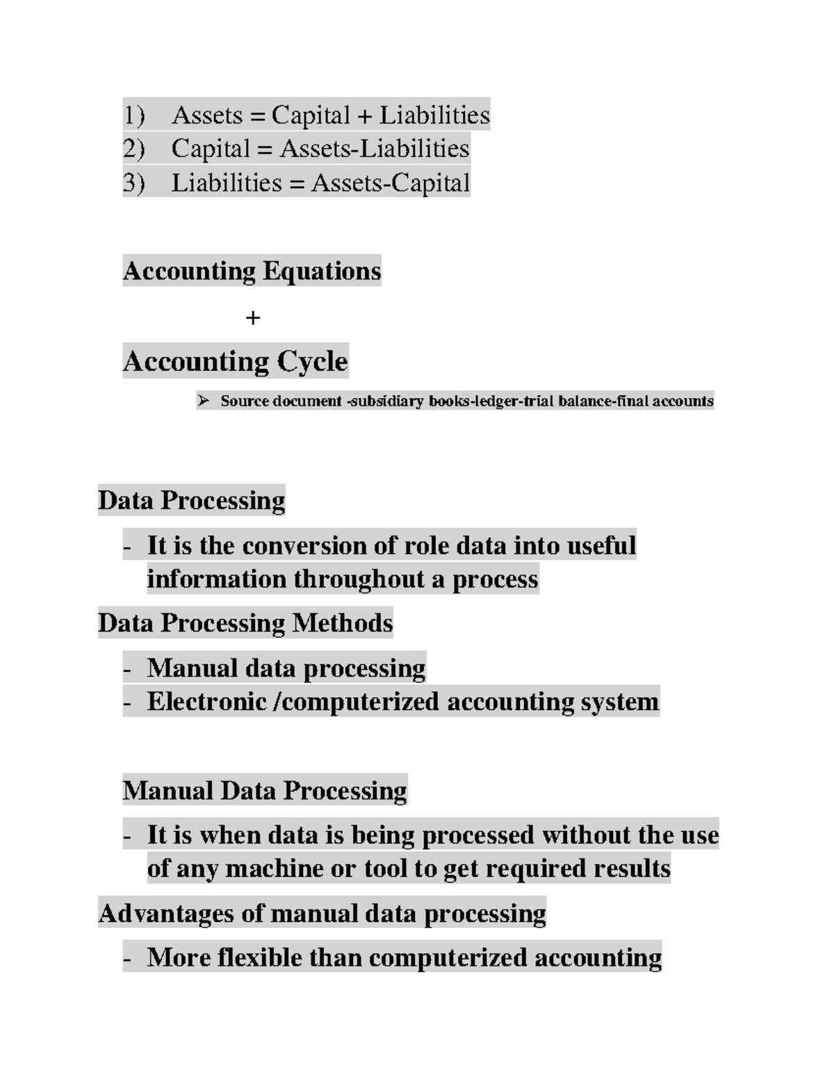 Assets and Liabilities: Understanding Data Processing Methods - Studocu