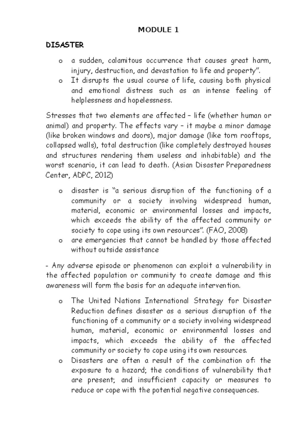 DRR 5 - Understanding Vulnerability and Exposure to Hazards - Studocu