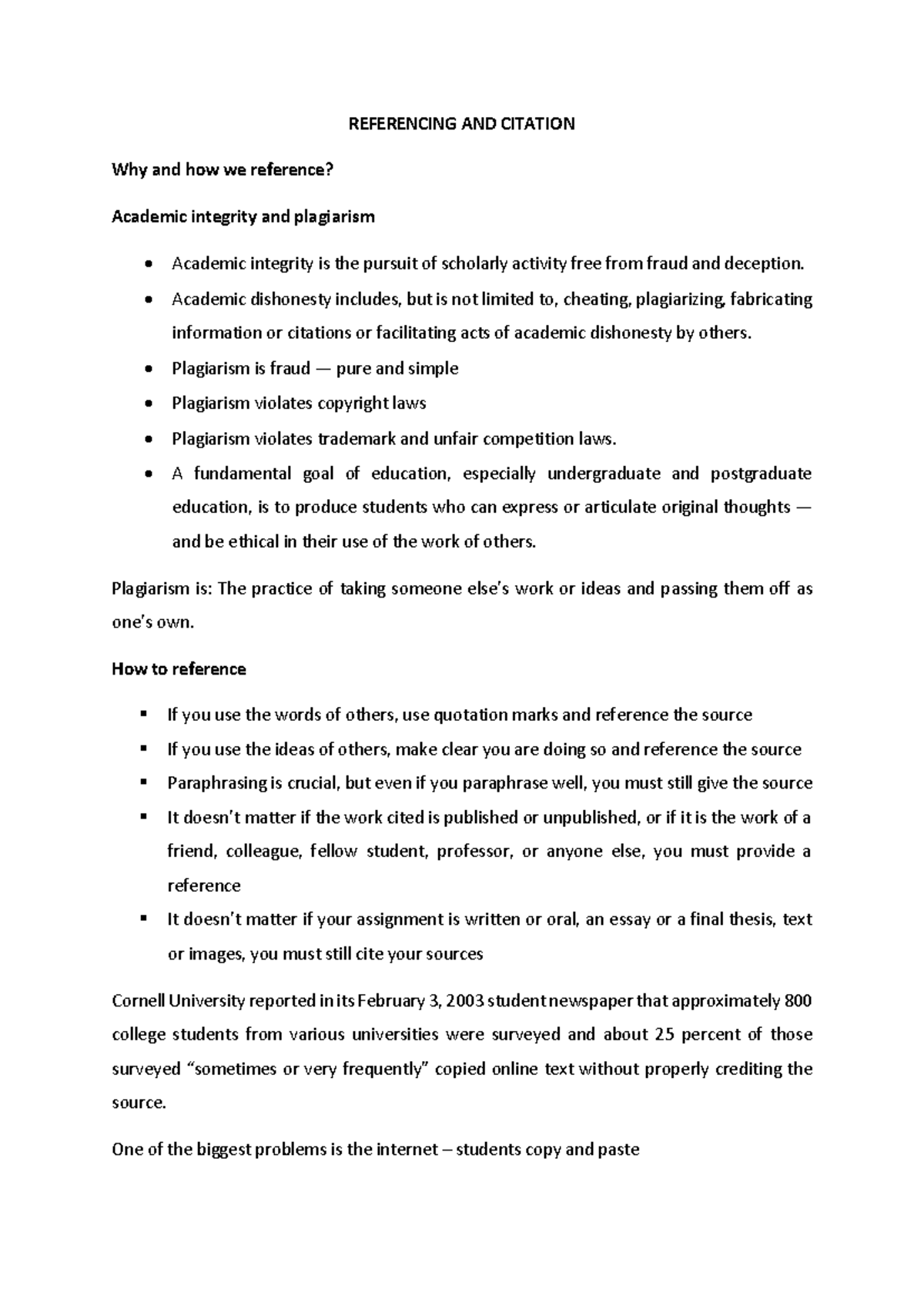 Referencing AND Citation - REFERENCING AND CITATION Why and how we ...
