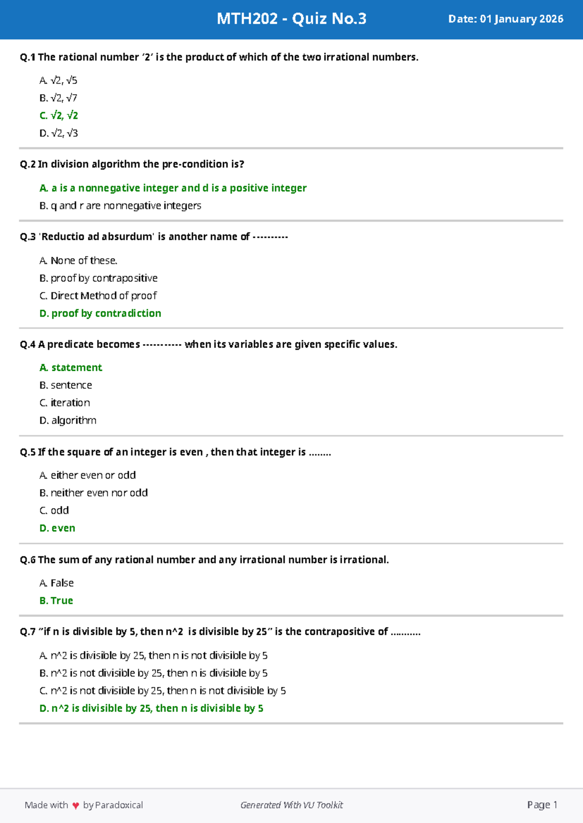 MTH202 Quiz No.3 Preparation Notes - Studocu