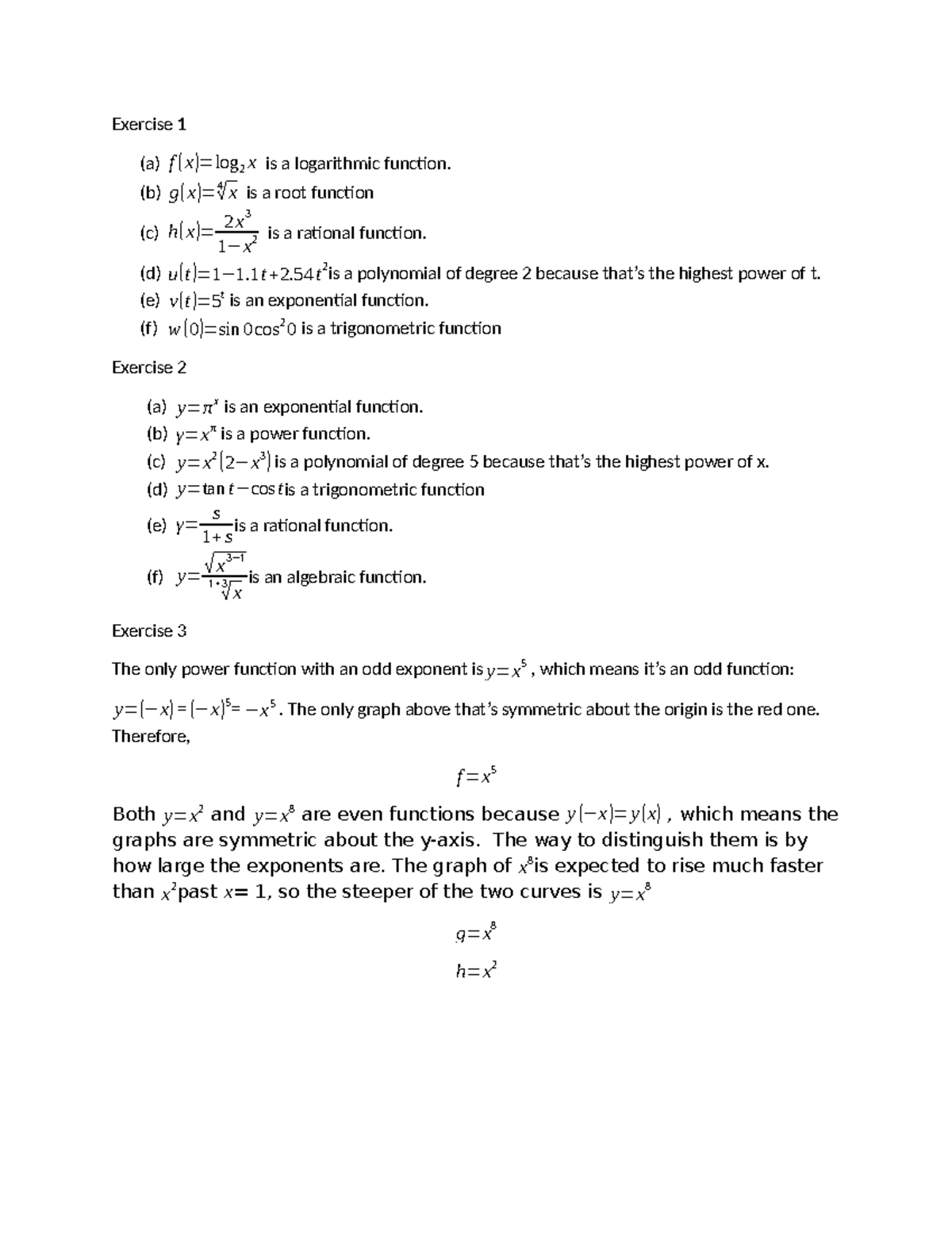 MATH 101: Functions and Graphs - Exercises Overview - Studocu