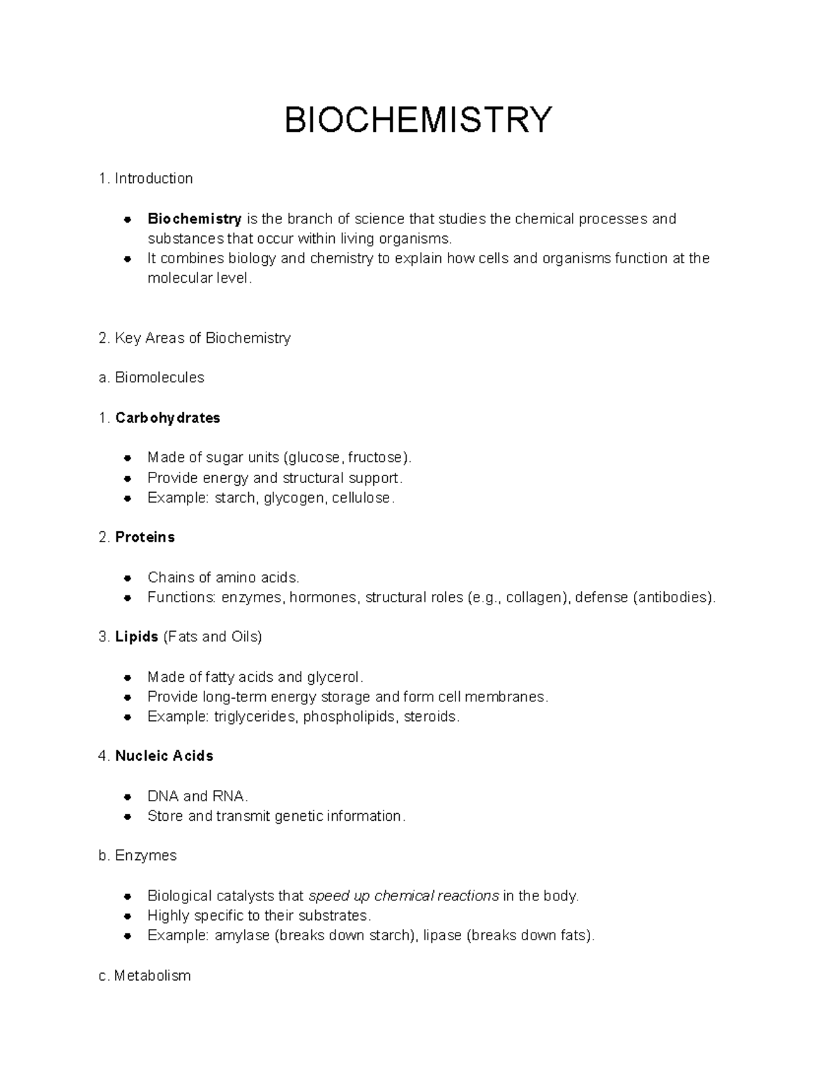 BIOCHEMISTRY 1: Key Concepts and Biomolecules Overview - Studocu