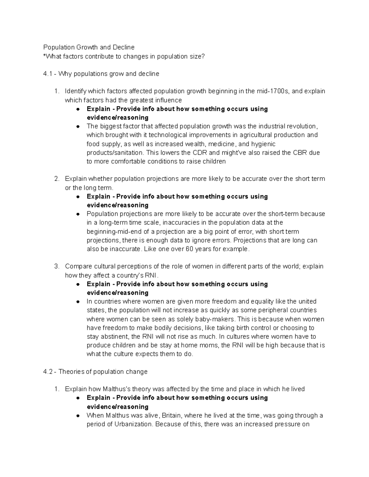Chapter 4 APHG Notes: Dynamics of Population Growth and Change - Studocu