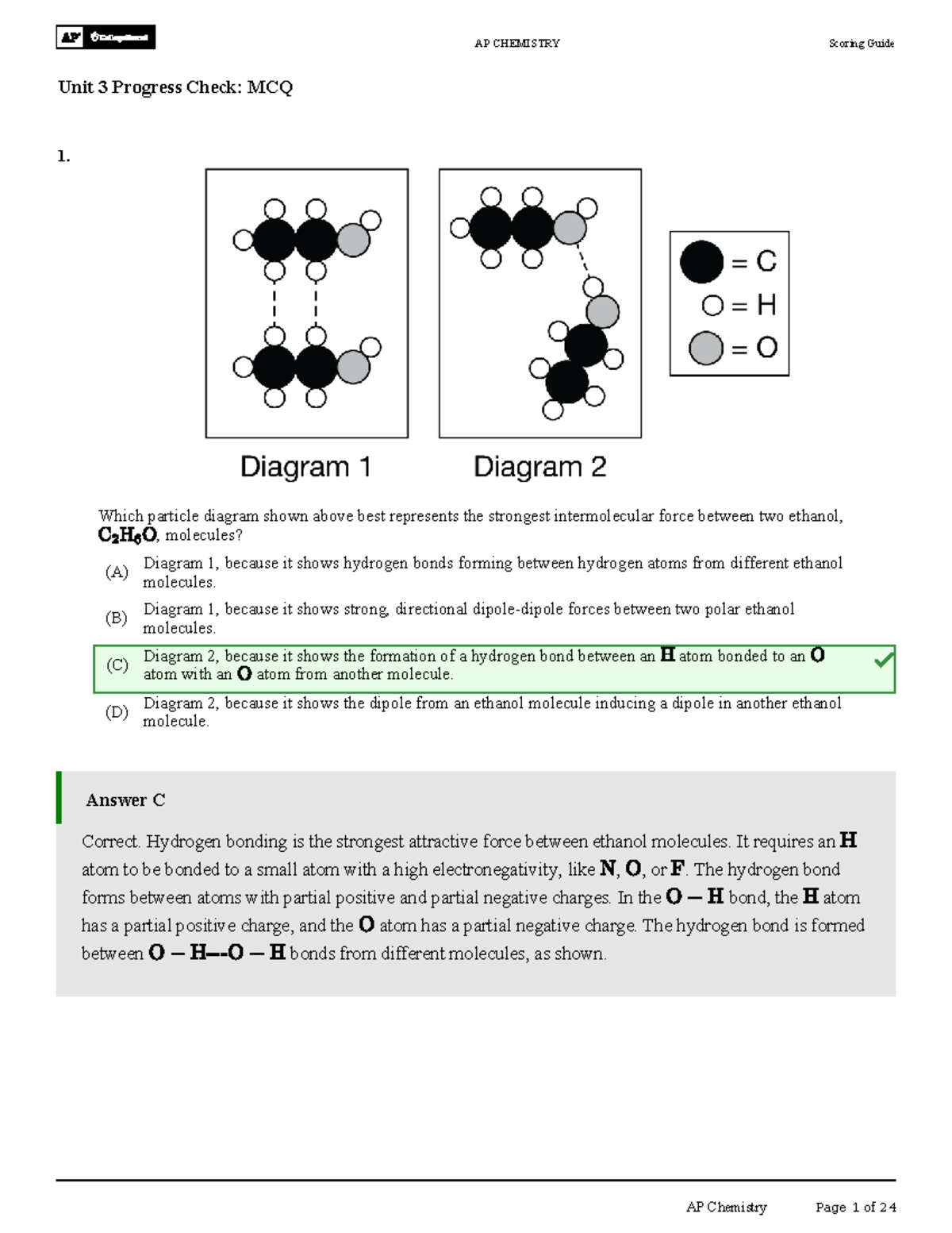 AP CHEMISTRY Unit 3 Progress Check: MCQ Scoring Guide - Studocu
