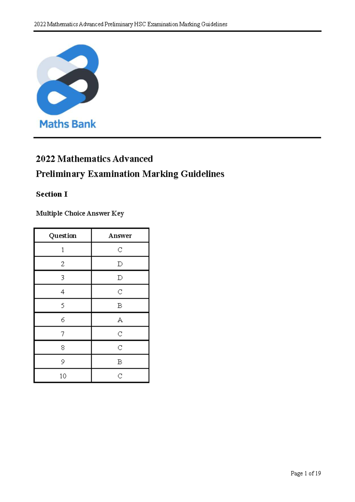 2022 Mathematics Advanced Preliminary HSC Exam Marking Guidelines - Studocu