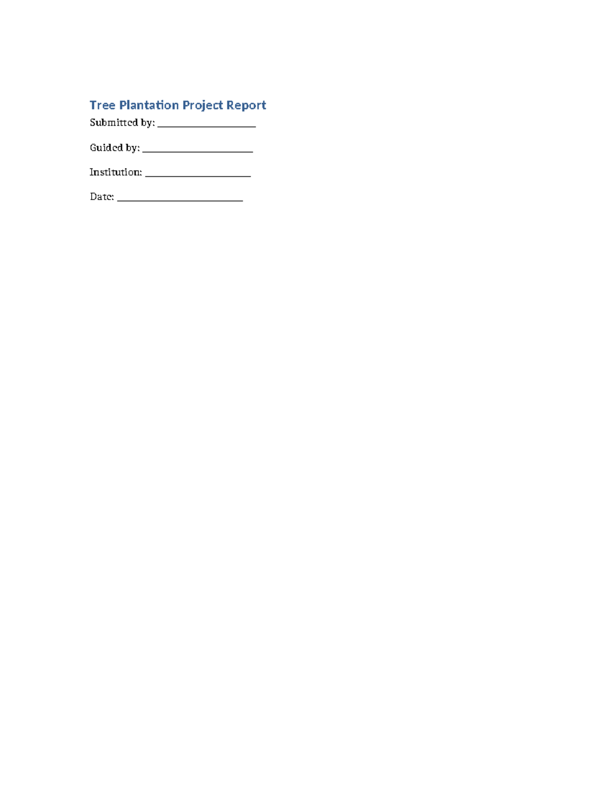 Tree Plantation Project Report: Environmental Impact & Community ...
